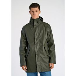 Regenjacke LINDBERGH "Regenmantel Relaxed Fit", Herren, Gr. L, gr&uuml;n (dk army), Obermaterial: 100% Polyurethan, unifarben, l&auml;ssig geschnitten, Jacken Regenjacke