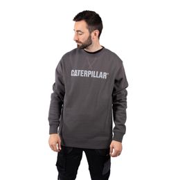 Caterpillar mittelgewichtiger Rundhals Baumwolle Herren Graues Sweatshirt