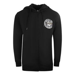 Cavalli Class Kapuzenpullover mit grossem Kreis-Design, Schwarz, mit Reissverschluss