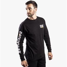 CAT&reg; CAT MARKENBANNER Herren Baumwoll Langarm-T-Shirt Schwarz
