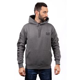 Caterpillar Markenbanner Baumwoll Herren Grauer Kapuzenpullover