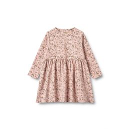 Shirtkleid Wheat "Wheat Jersey Dress L/S Sessa", M&auml;dchen, Gr. 128, Normalgr&ouml;&szlig;en, rose powder flowers, 95% Baumwolle (Bio), 5% Elasthan, loose fit, Rundhals, Kleider Shirtkleid