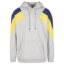 Sweatshirt Urban Classics "Urban Classics Herren Oversize 3-Tone Hoody", Herren, Gr. L, grau, honey, dunkelblau, 63% Baumwolle, 37% Polyester, Sweatshirts Sweatshirt