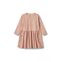 Shirtkleid Wheat "Wheat Jersey Dress L/S Bessie", M&auml;dchen, Gr. 128, Normalgr&ouml;&szlig;en, rose dust flower meadow, 95% Baumwolle (Bio), 5% Elasthan, loose fit, Rundhals, Kleider Shirtkleid