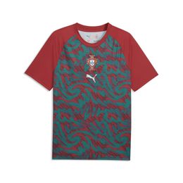 Trainingsshirt Puma "Portugal Aufw&auml;rmtrikot Herren", Herren, Gr. L, rot (club rot gr&uuml;n lagoon), Obermaterial: 100% Polyester, clean, slim fit, Rundhals, Shirts