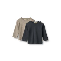 Longsleeve Wheat "Wheat 2 Rib T-Shirt L/S Milo", M&auml;dchen, Gr. 92, navy, 95% Baumwolle, 5% Elasthan, unifarben, normal, Rundhals, Shirts