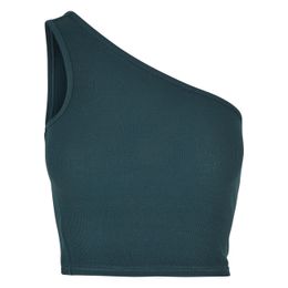 Muskelshirt Urban Classics "Urban Classics Damen Ladies Cropped Asymmetric Top", Damen, Gr. XL, watergr&uuml;n, 97% Baumwolle, 3% Elasthan, unifarben, slim fit, asymmetrischer Ausschnitt, Shirts