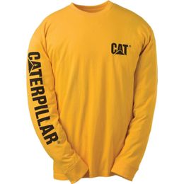 Caterpillar Markenzeichen Banner Langarm Baumwoll Herren T-Shirt in Gelb