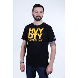 Caterpillar Hochleistungs-Baumwoll-Herren T-Shirts in Schwarz mit kurzen &Auml;rmeln