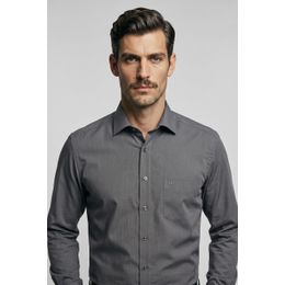 Businesshemd OLYMP "Luxor modern fit", Herren, Gr. 40, N-Gr, grau (mittelgrau), Web, Obermaterial: 100% Baumwolle, h&uuml;ftbedeckend, 2-Knopf-Manschette, Hemden, Modern fit, New-Kentkragen, schlichtes Design