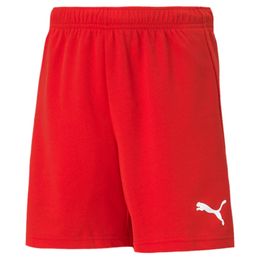Trainingsshorts Puma "TEAMRISE SHORT JR", Kinder, Gr. 128, N-Gr, rot (Puma rot, Puma wei&szlig;), Netz, Obermaterial: 100% Polyester, unifarben, regular fit kniefrei, Hosen, aus Netzmaterial, mit DryCELL Technologie, kniefreier Schnitt
