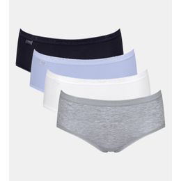 Midislip Sloggi "Basic+ Midi", Damen, Gr. 36, bunt (multiple colours 15), Single Jersey, Obermaterial: 95% Baumwolle, 5% Elasthan, clean, unifarben, figurbetont, Unterhosen, perfekter Sitz, besonders weiche N&auml;hte, Multipack