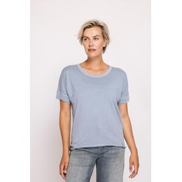 Rundhalsshirt Zhrill "RAHEL T-Shirt", Damen, Gr. XL, blau (light blau), Single Jersey, Obermaterial: 100% Baumwolle, washed, regular fit normal, Rundhals, Shirts Rundhalsshirt, Regular Fit, Kurzarm-Design, vorgewaschene Optik
