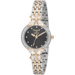Invicta Wildflower 69096 Damenuhr - Quarzwerk - Metall mit schwarzem Zifferblatt - 30 mm