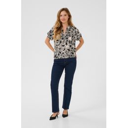 Kaffe Kurzarm-Bluse Regular fit Black / Light Beige Flower floral
