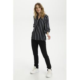 Kaffe Langarm-Bluse Regular fit Midnight Marine/Chalk blue white