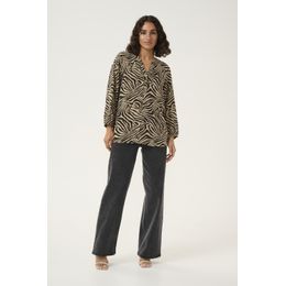 Kaffe Langarm-Bluse Regular fit Chinchilla/Black Animal Print