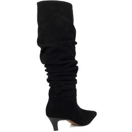 Dune Saunders Leder Damen Schwarze Stiefeletten mit Absatz bis zum Knie