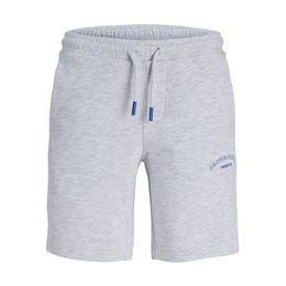 Jack & Jones Sweatshorts JACK & JONES JUNIOR "JPSTGORDON COLLEGE SWEAT SHORTS MID JNR", M&auml;dchen, Gr. 128, N-Gr, wei&szlig; melange, Web, Obermaterial: 80% Baumwolle, 20% Polyester, bestickt, unifarben, regular fit knielang, Hosen Sweatshorts