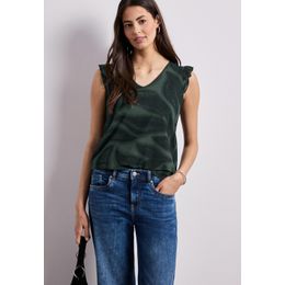 Shirttop Street One, Damen, Gr. 36, deep bound gr&uuml;n, Jersey, Obermaterial: 95% Polyester, 5% Elasthan. Futter: 100% Viskose, gebl&uuml;mt, regular fit h&uuml;ftbedeckend, Rundhals, Tops Shirttop, Gebl&uuml;mtes Sommertop mit Volant-Details
