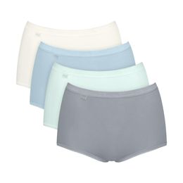 Maxislip Sloggi "Basic+ Maxi", Damen, Gr. 38, sea blau light combination, Single Jersey, Obermaterial: 95% Baumwolle, 5% Elasthan, k&ouml;rpernah, Unterhosen, perfekter Sitz, besonders weiche N&auml;hte, Cotton-Mix, Multipack