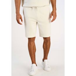 Shorts LINDBERGH "Freizeitshorts Relaxed Fit", Herren, Gr. L, bone wei&szlig;, Obermaterial: 60% Baumwolle, 40% Polyester, meliert, relaxed fit, Hosen Shorts
