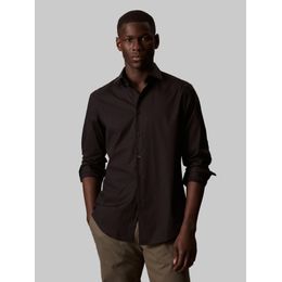 Businesshemd Calvin Klein "REG ESNTL POPLIN STR SLD", Herren, Gr. 40, N-Gr, schwarz, Web, Obermaterial: 97% Baumwolle, 3% Elasthan, unifarben, regular fit normal, Rundhals, eingesetzt 1-Knopf-Manschette, Hemden, Regular fit, mit Rundhalsausschnitt