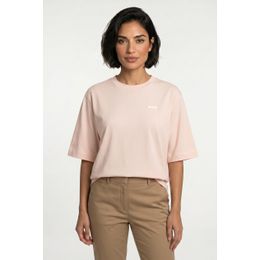 T-Shirt BOSS Orange "Eregular Premium Damenmode", Damen, Gr. L, light, pastel pink 684, Single Jersey, Obermaterial: 100% Baumwolle, unifarben, relaxed fit normal, Rundhals, Shirts T-Shirt, mit Logo-Detail, Relaxed Fit