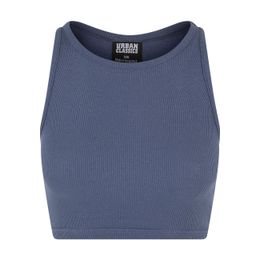 Muskelshirt Urban Classics "Urban Classics Damen Ladies Cropped Rib Top", Damen, Gr. 4XL, blau (vintageblau), 97% Baumwolle, 3% Elasthan, unifarben, slim fit, Rundhals, Shirts