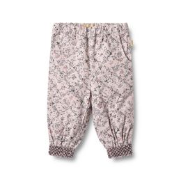Stoffhose Wheat "Wheat Trousers Lined Sara", M&auml;dchen, Gr. 68, lila checked flowers, 100% Baumwolle, gebl&uuml;mt, normal, Hosen Stoffhose