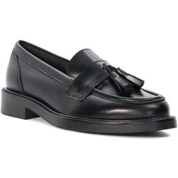Dune Garda Leder Damen Schwarze Slipper