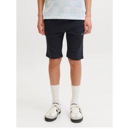 Jack & Jones Sweatshorts JACK & JONES JUNIOR "JPSTGORDON COLLEGE SWEAT SHORTS MID JNR", M&auml;dchen, Gr. 128, N-Gr, schwarz, Web, Obermaterial: 80% Baumwolle, 20% Polyester, bestickt, unifarben, regular fit knielang, Hosen Sweatshorts