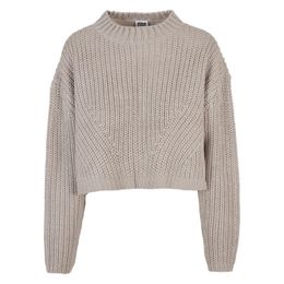 Rundhalspullover Urban Classics "Urban Classics Damen Ladies Wide Oversize Sweater", Damen, Gr. S, beige (warmgrau), 100% Polyacryl, unifarben, oversize, Rundhals, Pullover Rundhalspullover