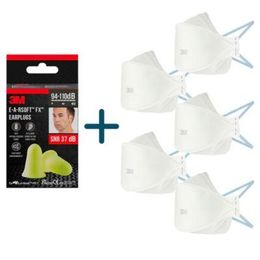 3M Schutzausr&uuml;stungs-Set, 5 x Atemschutzmaske Aura&trade; 9320+, FFP2 + 5 Paar Geh&ouml;rschutzst&ouml;psel E-A-Rsoft&trade; FX&trade;, Einweg, SNR 37 dB