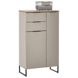 Midischrank Denver, Eiche, Kaschmir, Metall, 3 F&auml;cher, 2 Schublade(n) Schubladen, 60x106x32 cm, Typenauswahl, Beim&ouml;bel erh&auml;ltlich, stehend, Badezimmer, Badezimmerschr&auml;nke, Midischr&auml;nke