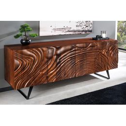 Riess Ambiente Massives Sideboard FLUID 175cm braun Mangoholz 3D-Design Kufengestell Riess-Ambiente Modern Natur Retro Rustikal