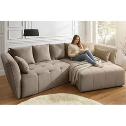 Riess Ambiente Modernes Big Sofa ROYAL 295cm greige Veloursstoff Federkern XXL-Couch Riess-Ambiente Wohnzimmer