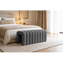 Riess Ambiente Design Polsterbank VOGUE 95cm grau Boucl&eacute; Bettbank Riess-Ambiente Boheme Modern Natur Skandinavisch