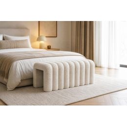 Riess Ambiente Design Polsterbank VOGUE 95cm beige Boucl&eacute; Bettbank Riess-Ambiente Boheme Modern Natur Skandinavisch