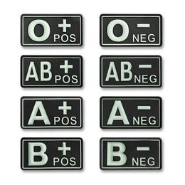 Rubber Patch 3D Blutgruppen schwarz/glow, Blutgruppe A Pos