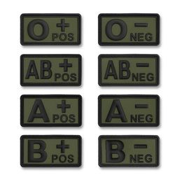 Rubber Patch 3D Blutgruppen oliv/schwarz, Blutgruppe B Pos