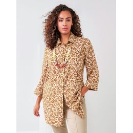 Emilia Lay - Long-Bluse mit 3/4-Arm, beige, Gr. 56 / 3XL