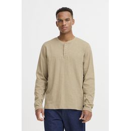 Langarmshirt Blend "BHIBRAT GRANDAD L/S", Herren, Gr. XL, crockery, Single Jersey, Obermaterial: 100% Baumwolle, unifarben, regular fit normal, Rundhals, Shirts Langarmshirt