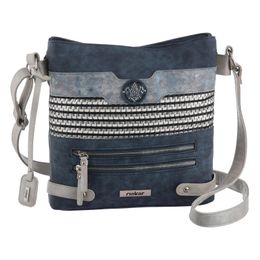 Umh&auml;ngetasche Rieker, Damen, Gr. B/H/T: 31cm x 27cm x 6cm, blau (blau, mixed), Lederimitat, Taschen Umh&auml;ngetasche, Schultertasche, Damen-Tasche mit praktischem Rei&szlig;verschluss-R&uuml;ckfach