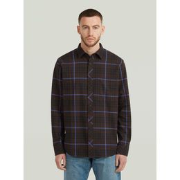 G-Star Raw Langarmshirt G-STAR "One Pocket Regular Hemd", Herren, Gr. L, ganache varsity check, Obermaterial: 70% Baumwolle, 30% Baumwolle, Shirts Langarmshirt