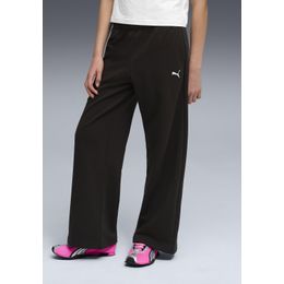 Trainingshose Puma "ESS WIDE LEG PANTS TR G", M&auml;dchen, Gr. 128, N-Gr, Puma schwarz, Sweatware, Obermaterial: 68% Baumwolle, 32% Polyester, unifarben, regular fit normal, Hosen Trainingshose, aus Baumwollmischung, mit Eingrifftaschen, Regular Fit
