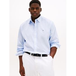 Tommy Hilfiger Big & Tall Langarmhemd "BT-FLEX POPLIN MICRO", Herren, Gr. 3XL, N-Gr, blau (blau spell, allover), Web, Obermaterial: 100% Baumwolle, TOMMY HILFIGER BIG & TALL, regular fit normal, 1-Knopf-Manschette, Hemden, Gro&szlig;e Gr&ouml;&szlig;en, Button-down-Kragen, Businesshemd, Regular Fit