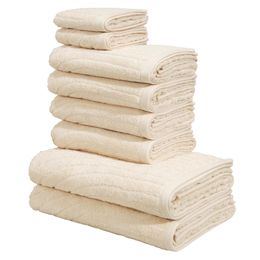 Handtuch Set OTTO HOME "Handtuchset Ognon, Duscht&uuml;cher, Handt&uuml;cher, G&auml;stet&uuml;cher, Zen", beige (natur), 8, Frottier, Frottier, Obermaterial: 100% Baumwolle, Handtuch-Sets, mit Muster, Scandi, Boho, einfarbiges Handtuch-Set 100% Baumwolle