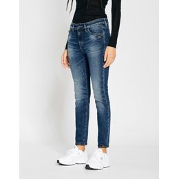 Skinny-fit-Jeans Gang "94LAYLA", Damen, Gr. 27, N-Gr, blau (30used night), Denim/Jeans, Obermaterial: 90% Baumwolle, 8% Polyester, 2% Elasthan, skinny fit, Jeans