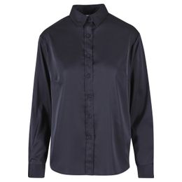 Langarmhemd Urban Classics "Urban Classics Damen Ladies Satin Shirt", Damen, Gr. M, US-Gr&ouml;&szlig;en, schwarz, 96% Polyester, 4% Elasthan, unifarben, Hemden